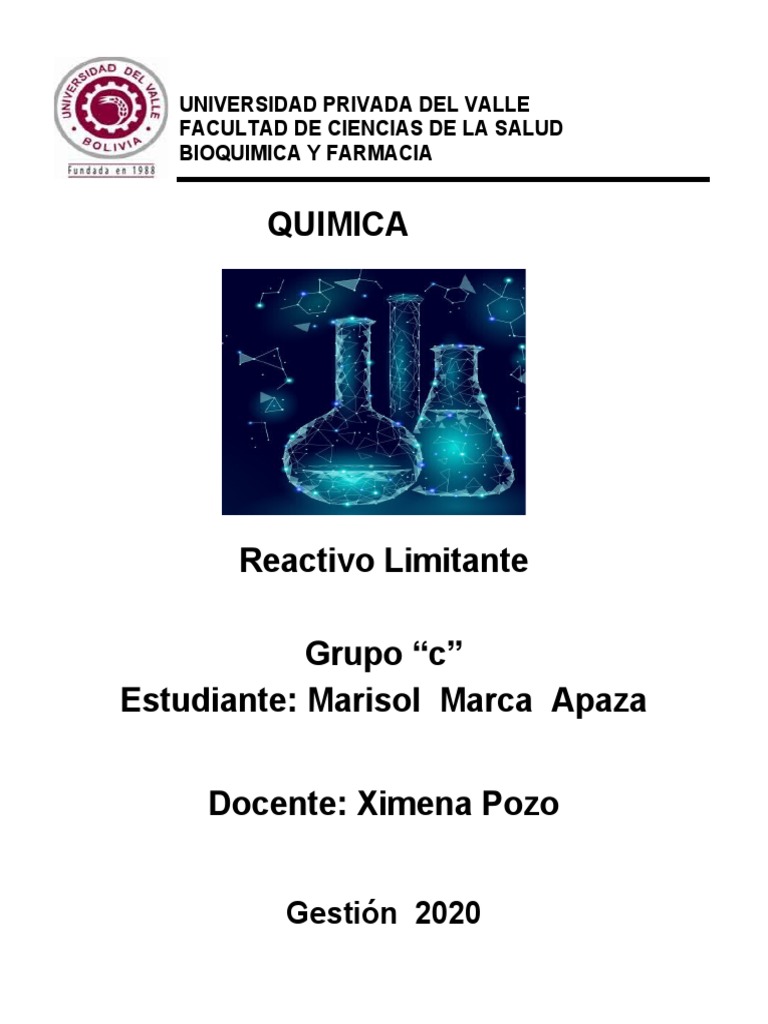 Reactivo Limitante Quimica General | PDF | Reacciones químicas ...