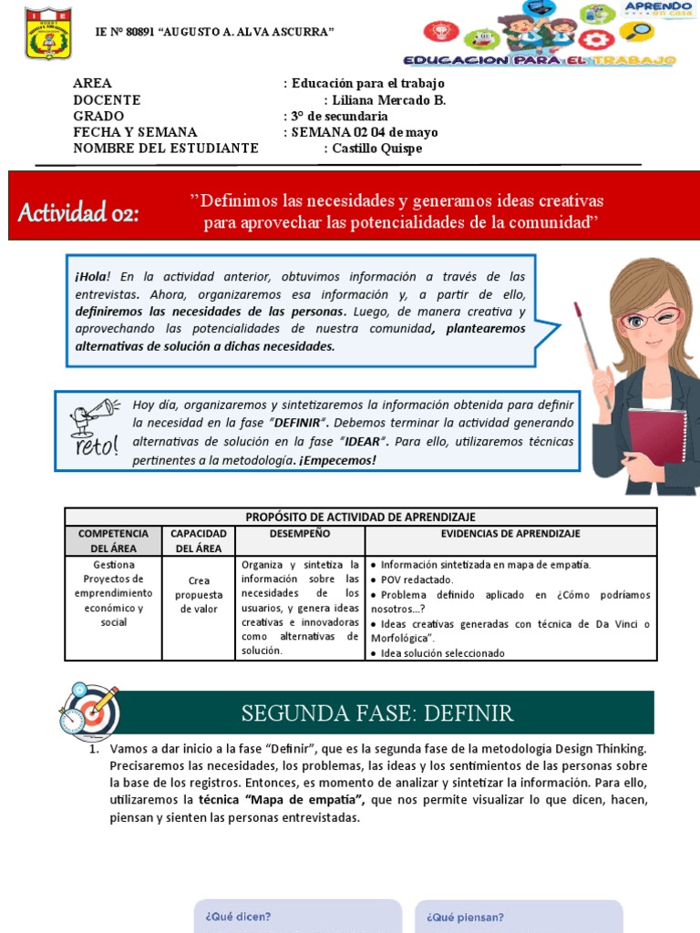 3° GRADO SEMANA 2 - ACTIVIDAD 2 Castillo Quispe Lucianaa XD | PDF ...