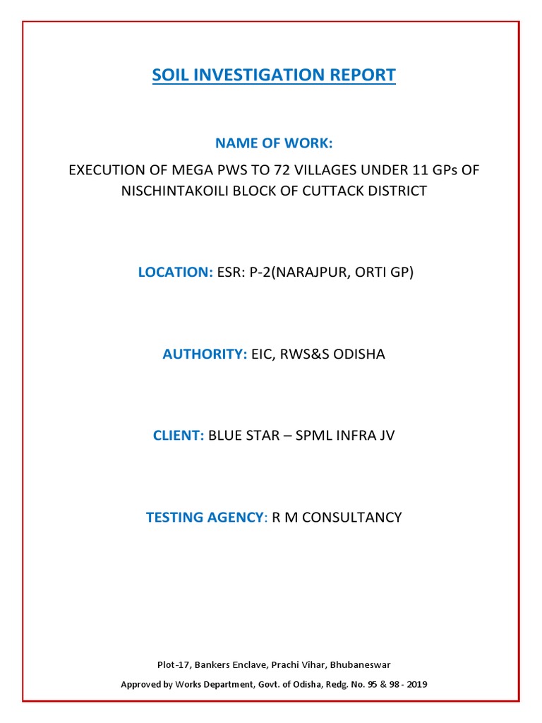 Soil Investigation Report: Name of Work | PDF | Applied And ...