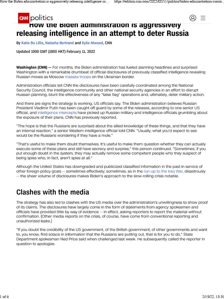 How The Biden Administration Is Aggressively Releasing Intelligence in An Attempt To Deter ...