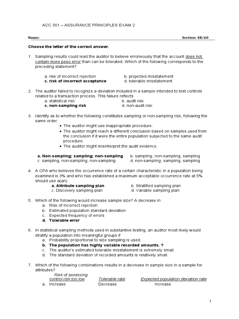 Auditing Exam: Key Concepts and Questions | PDF | Financial Audit | Audit