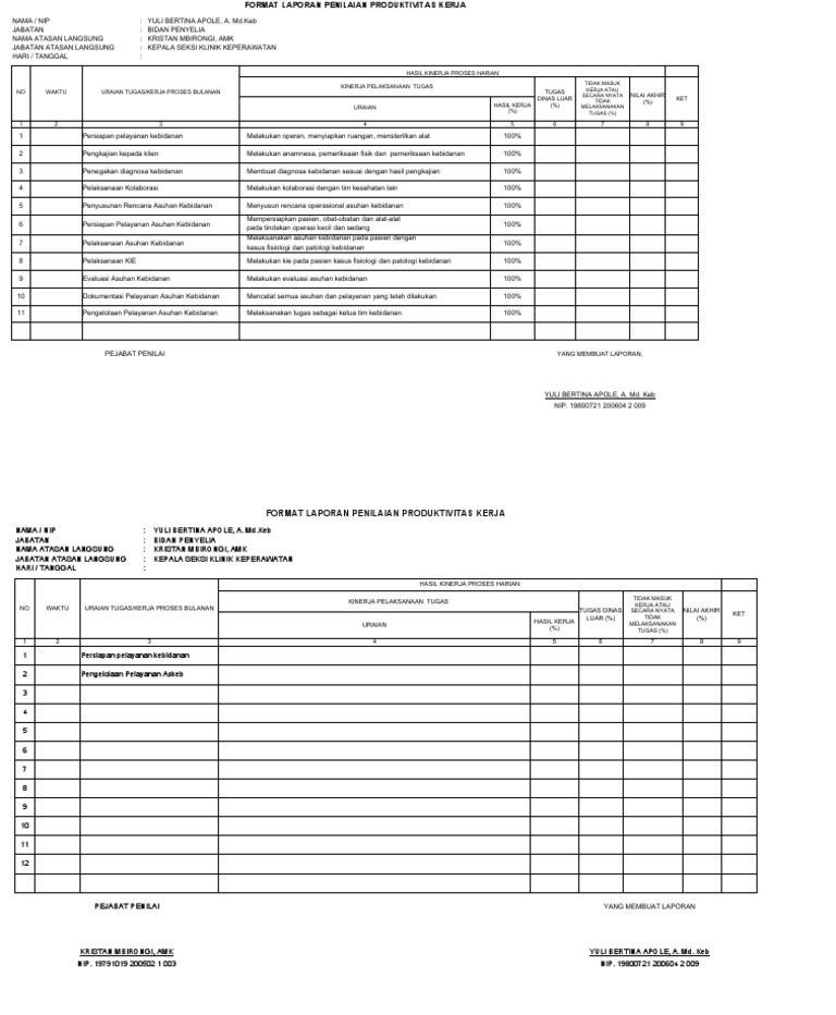 Format Laporan Harian TPP 2020-2021 | PDF