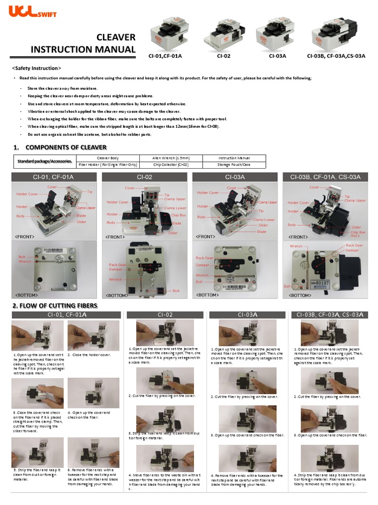 Ilsintech-Cleaver-Manual- | PDF | Optical Fiber | Screw