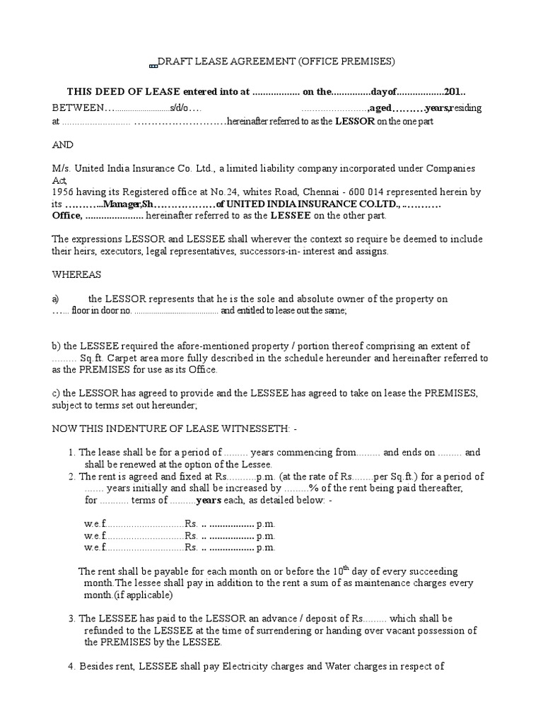 Draft Lease Agreement - 2 | PDF | Lease | Economies