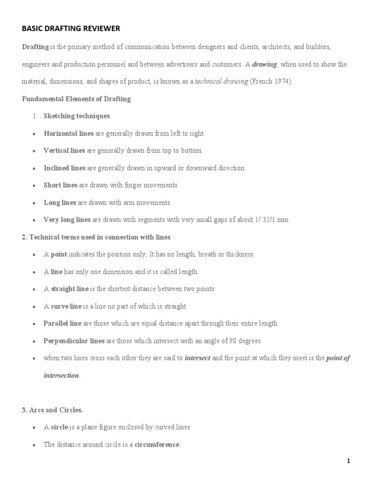 Basic Drafting Reviewer | PDF | Circle | Technical Drawing