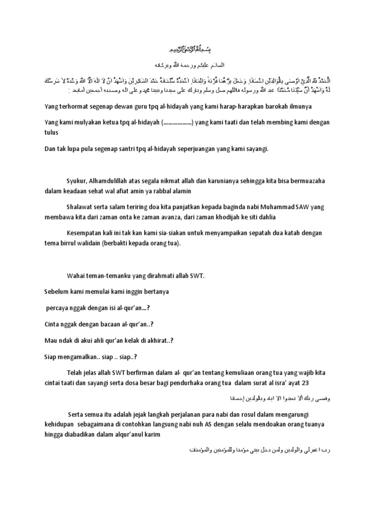 Teks Pidato Akhlak Mulia | PDF Teks Pidato Akhlak Mulia | PDF