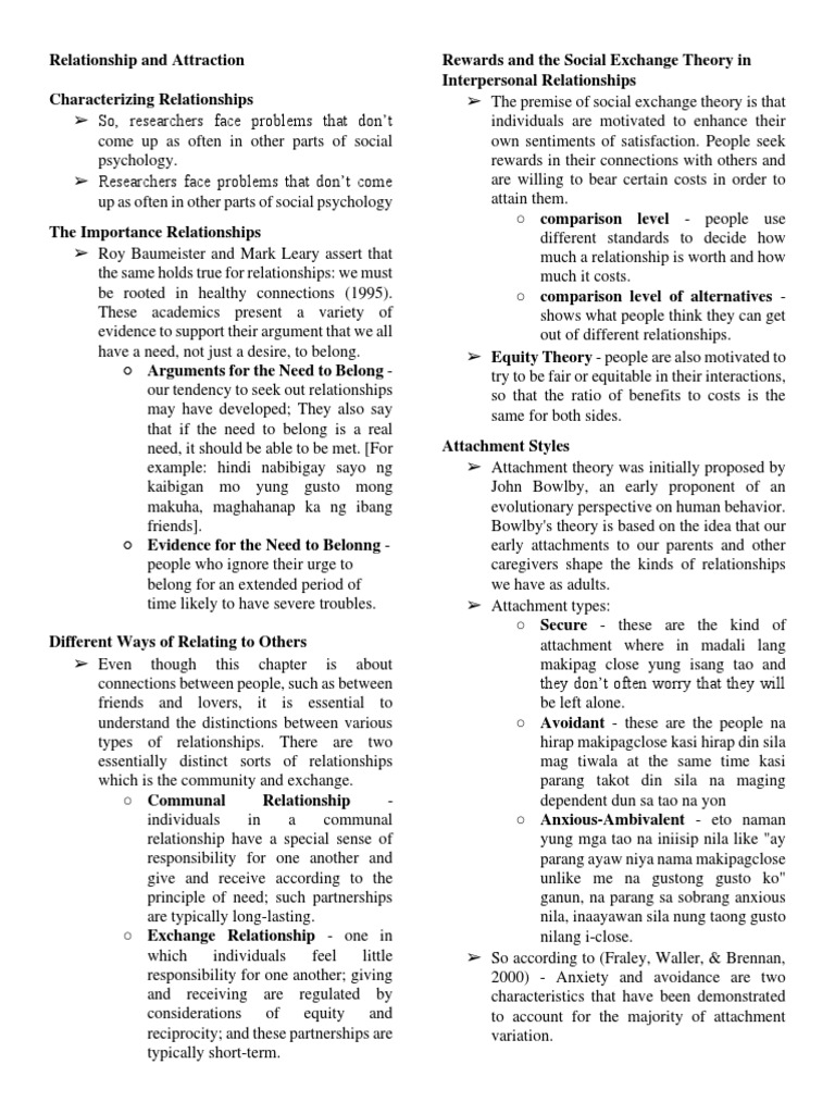 Chapter 7 Relationship and Attraction Outline | PDF | Attachment Theory ...
