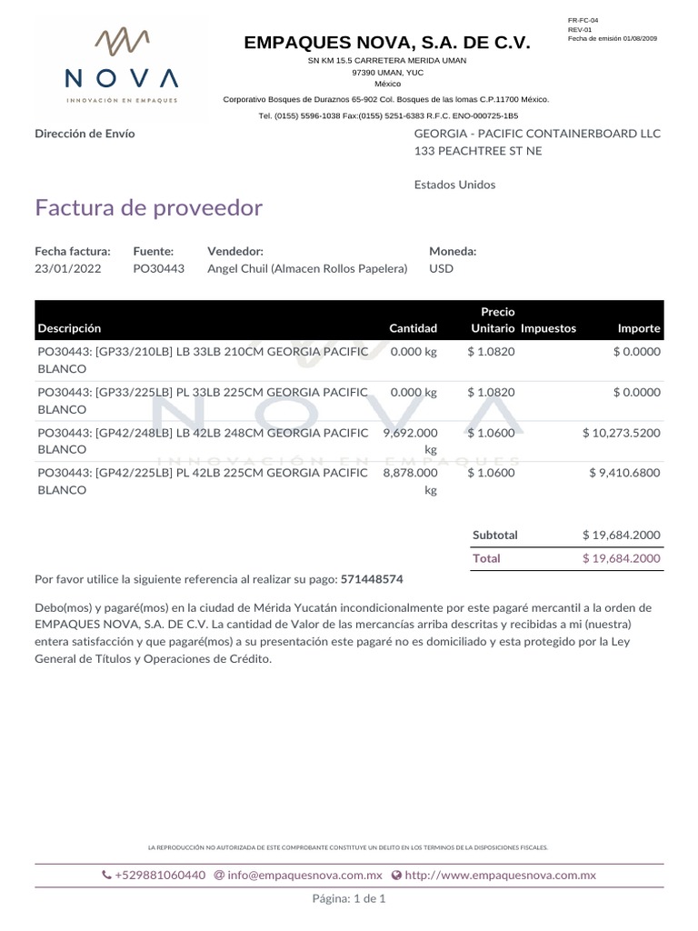 Factura de Proveedor | PDF