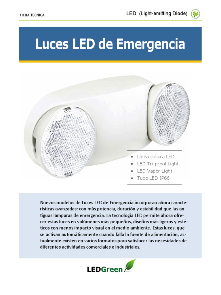 Luces LED de emergencia-SP - Ficha Tecnica | PDF | Diodo emisor de luz ...
