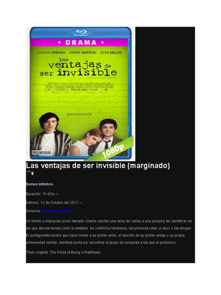 Las Ventajas de Ser Invisible | PDF | Novela negra, policíaca y suspenso | Poesía