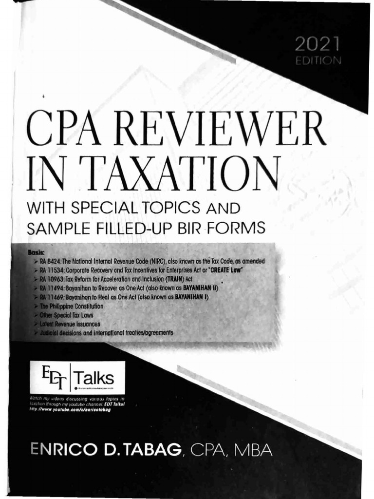1 Cpa Reviewer in Taxation by Tabag 2021 | PDF | Taxes | Taxation In ...