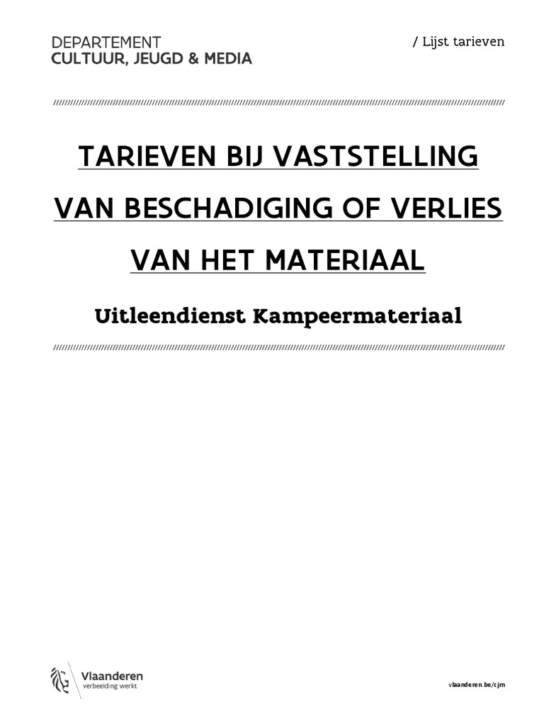 ULDK Tarieven Beschadiging of Verlies Materiaal | PDF