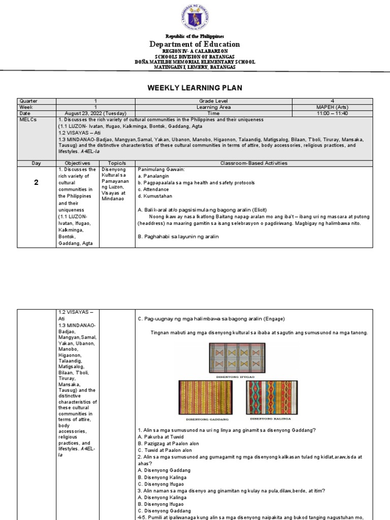 WLP ARTS Week 1 Day 2 | PDF