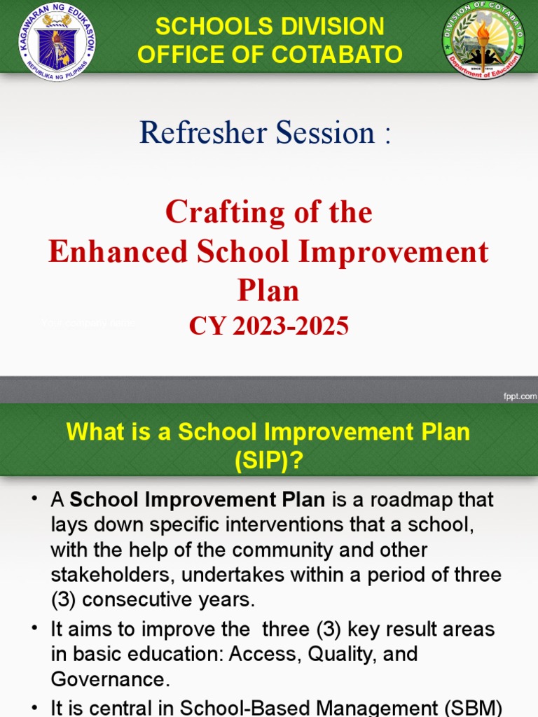 Refresher Session:: Crafting of The Enhanced School Improvement Plan ...