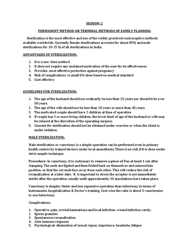 Session-8 Permanent Methods | PDF | Human Reproduction | Clinical Medicine