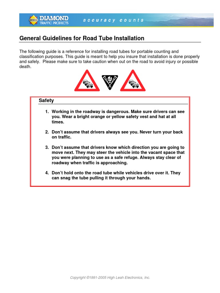 General Guidelines For Road Tube Installation DTP | PDF | Road | Traffic