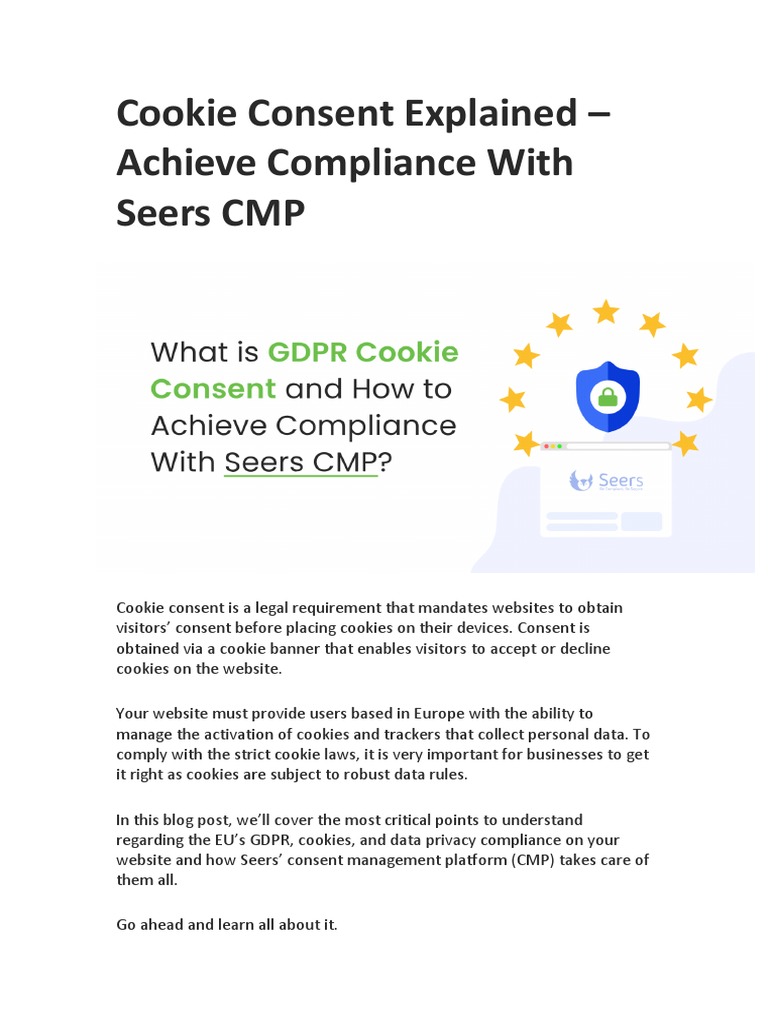 Cookie Consent Explained - Achieve Compliance With Seers CMP | PDF ...