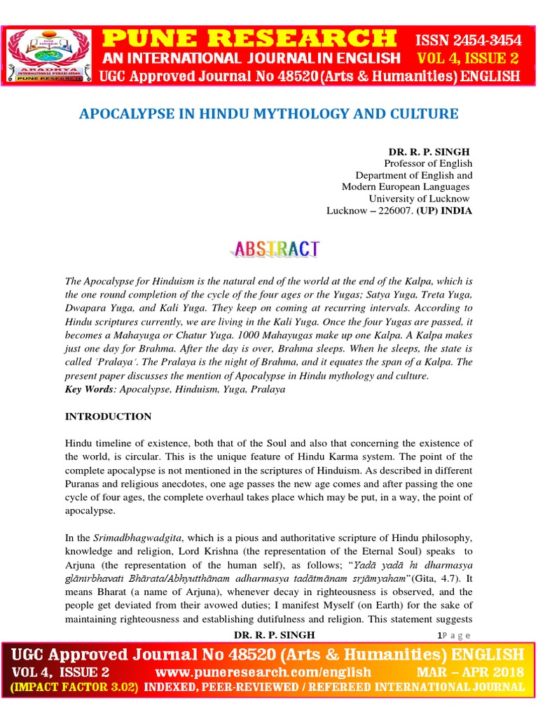 Apocalypse in Hindu Mythology and Culture | PDF | Religious Belief And ...
