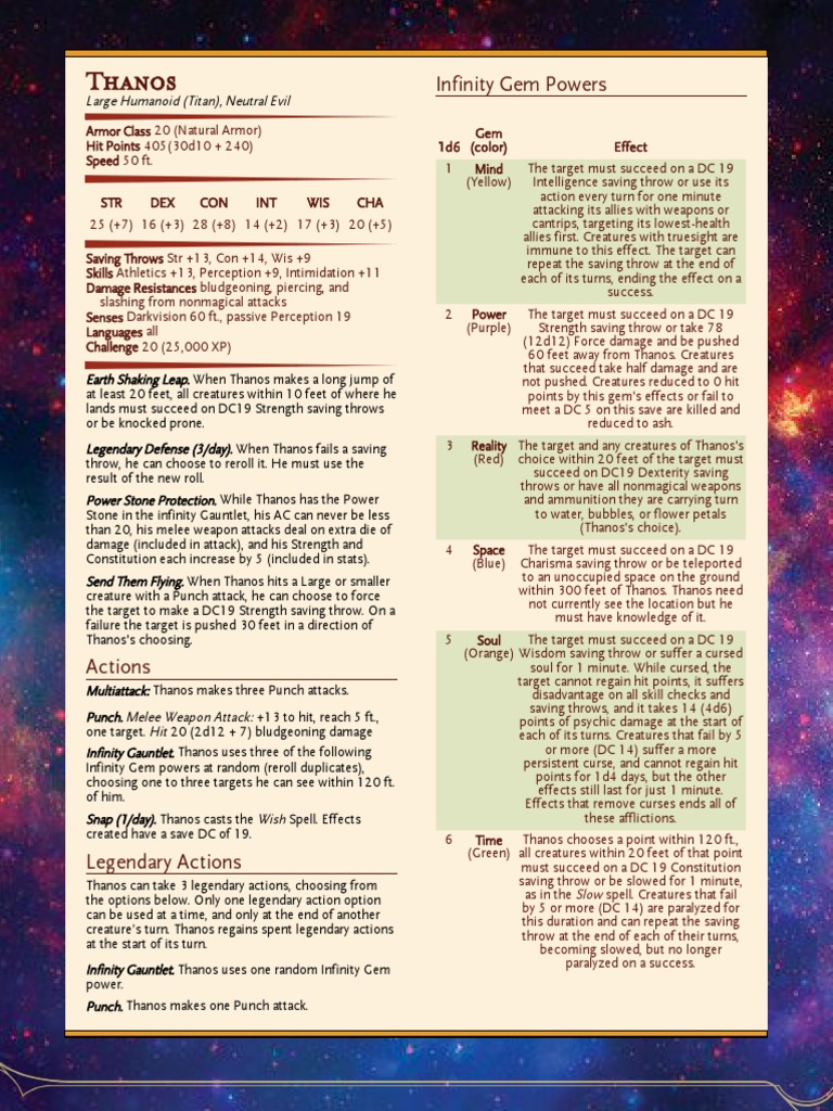 Thanos: Infinity Gem Powers | PDF