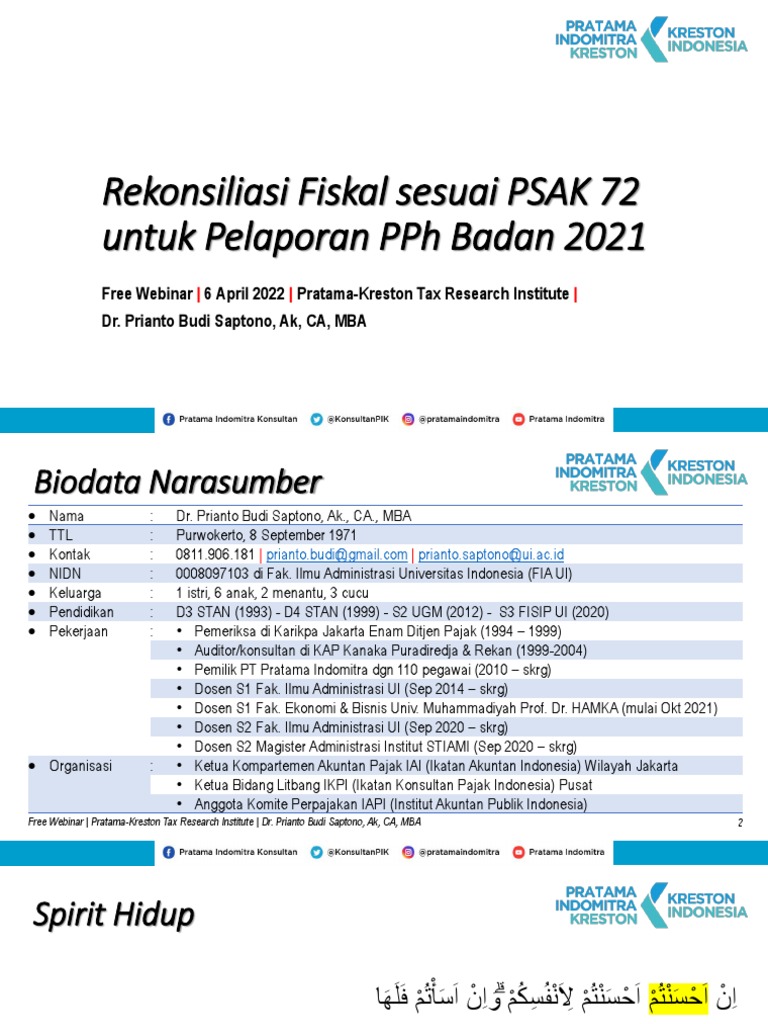 Rekonsiliasi Fiskal Sesuai PSAK 72 Utk Pelaporan PPH Badan 2021 220406p ...