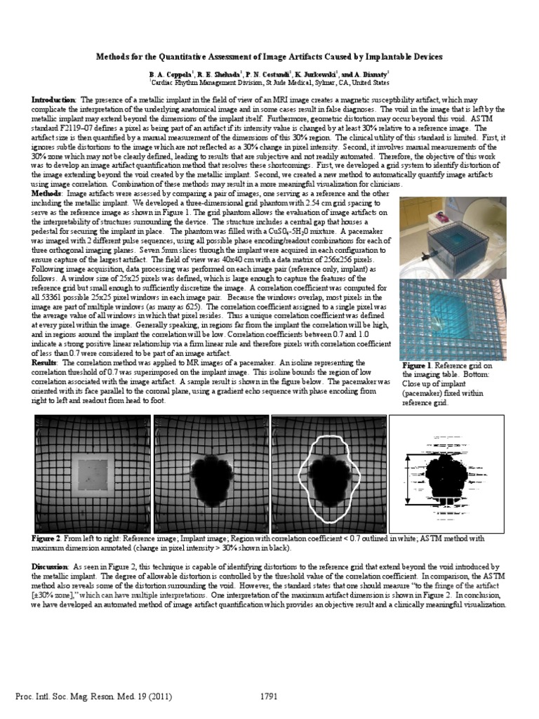 ISMRM 1791, 2011 - Methods For The Quantitative Assessment of Image Artifacts | PDF | Imaging ...