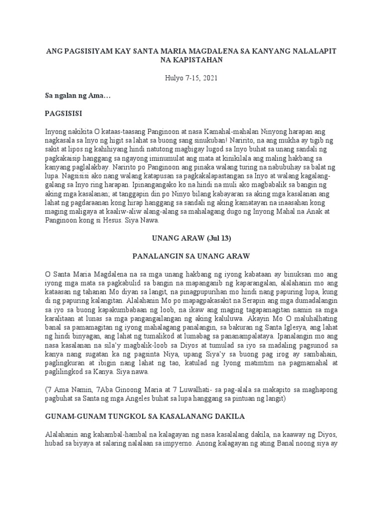Jul 13-21-NOVENA - MARIA MAGDALENA | PDF