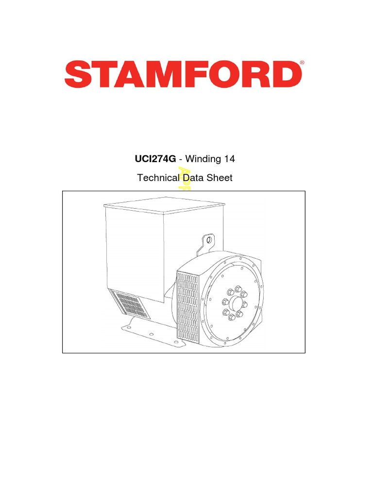 UCI274G - Winding 14: Technical Data Sheet | PDF | Electric Generator | Rectifier