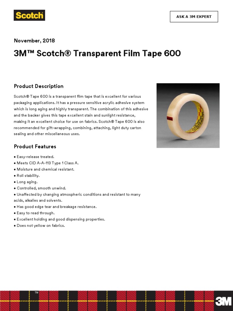 3M Scotch Transparent Film Tape 600 2 | PDF | Safety | Legal Remedy