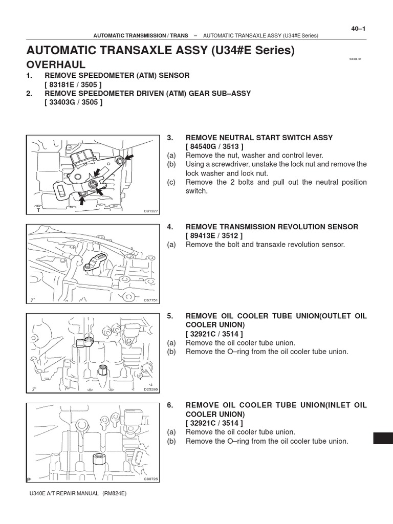 Automatic Transaxle Assy (U34#E Series) : Overhaul | PDF | Manual Transmission | Automatic ...