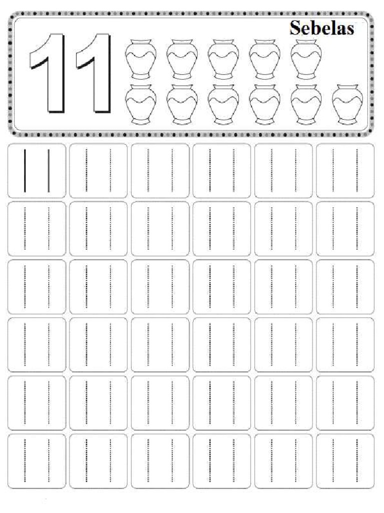 Belajar Menulis Angka 11 | PDF