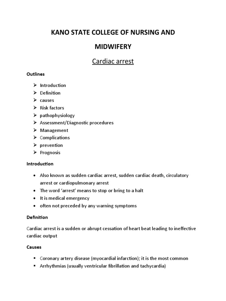 Kano State College of Nursing and Midwifery: Cardiac Arrest | PDF ...