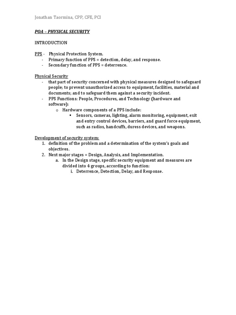 Poa - Physical Security | PDF | Risk | Vulnerability (Computing)