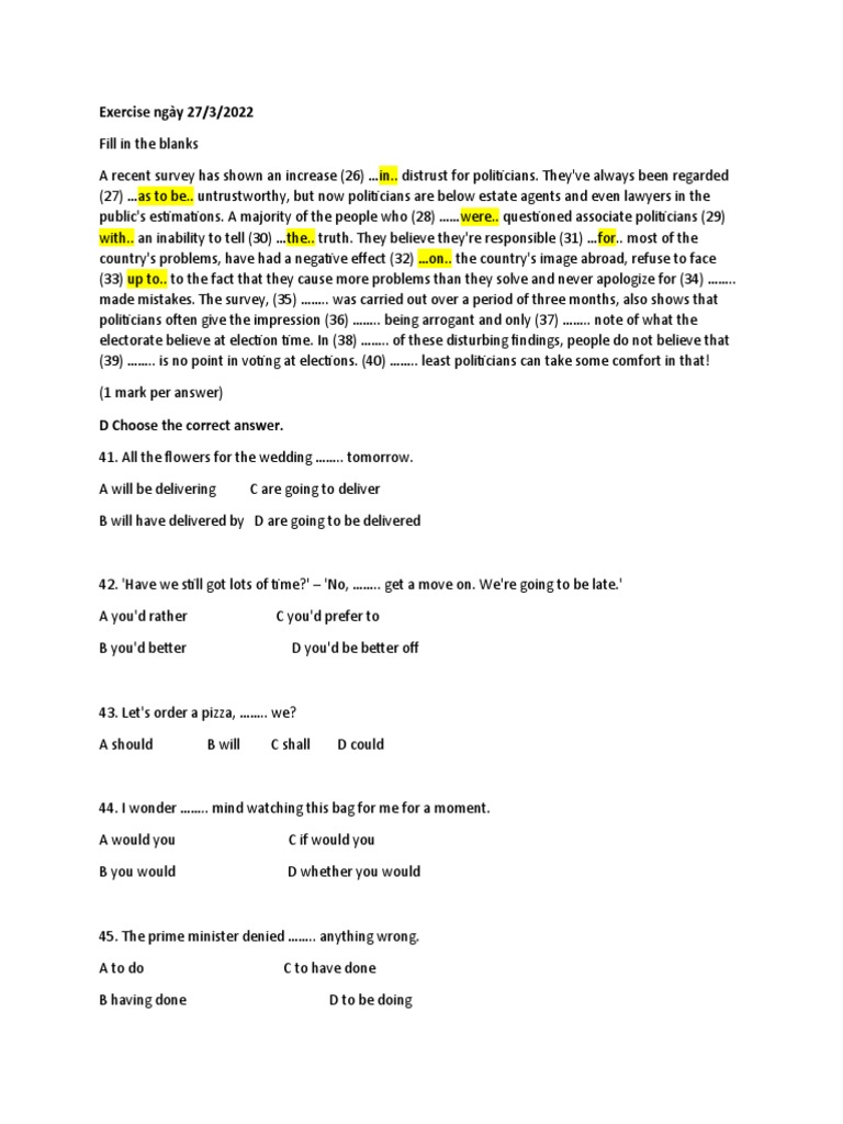 Exercise 27 March | PDF | Jokes