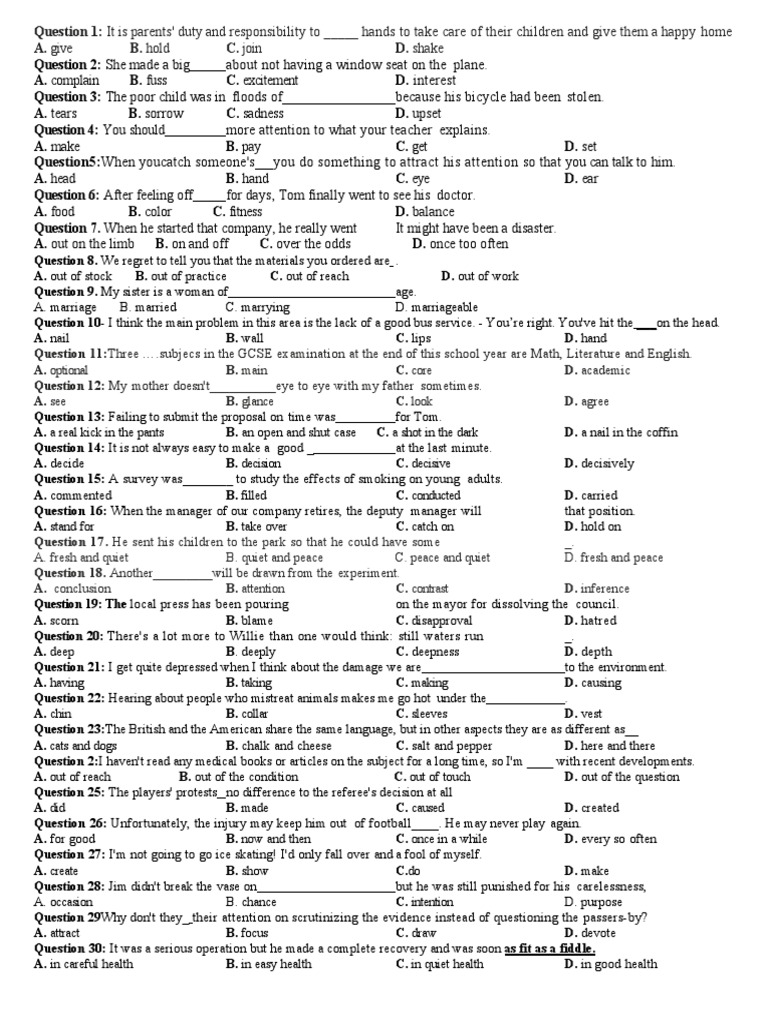 Collocations Practice Exercises | PDF