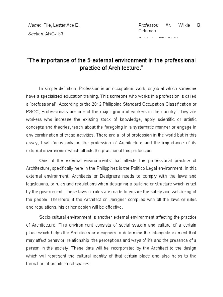 The Importance of The 5-External Environment in The Professional ...