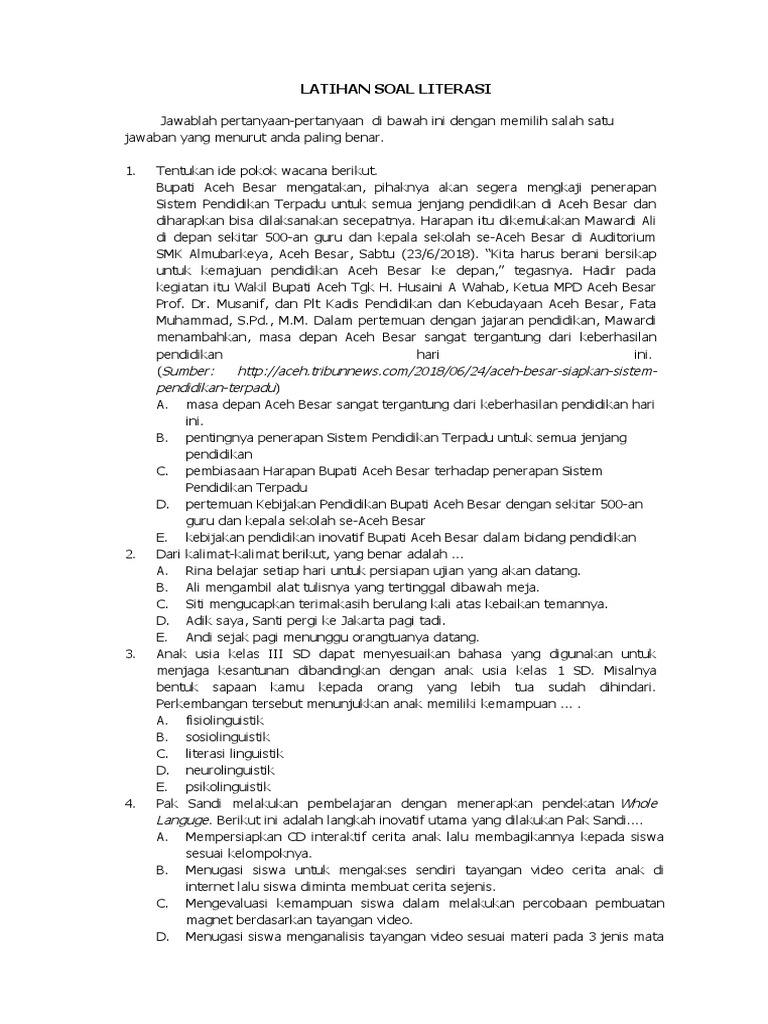 Soal Akg Literasi | PDF