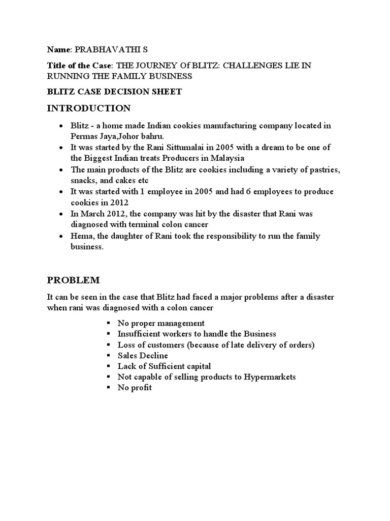 BLITZ Decision Sheet | PDF | Business | Business Process