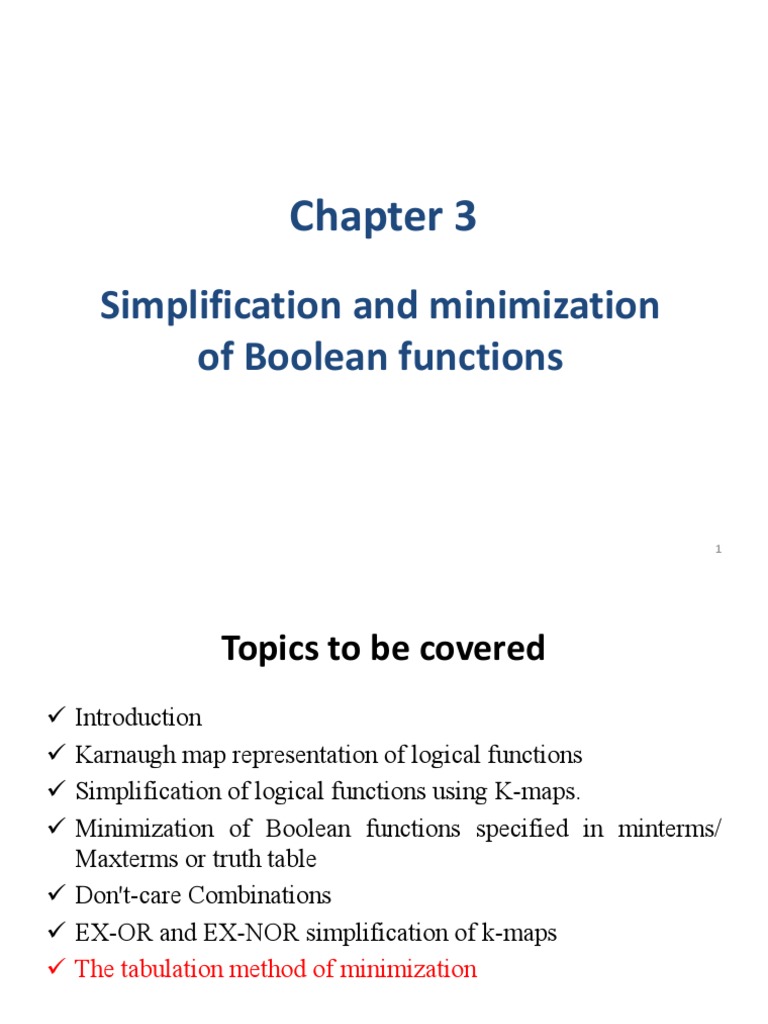 Simplification And Minimization Of Boolean Functions Pdf Mathematics Mathematical Logic