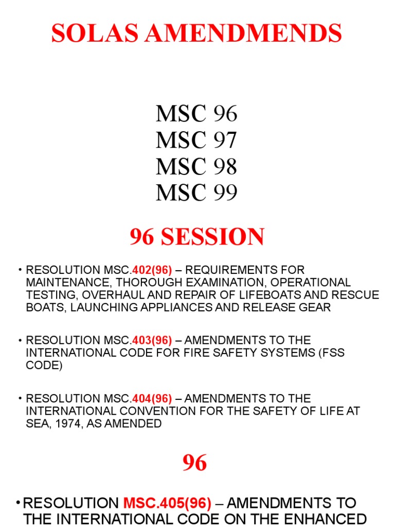 Solas Amendments MSC | PDF | Ships | Transport