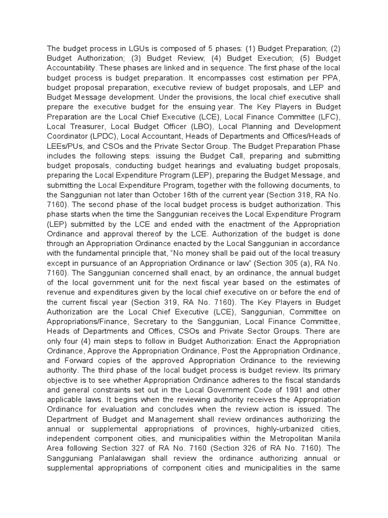 Local Budget Process | PDF | Budget | Accountability