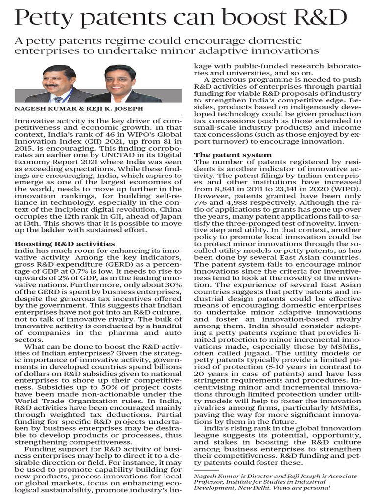 Petty Patents Can Boost R&D | PDF