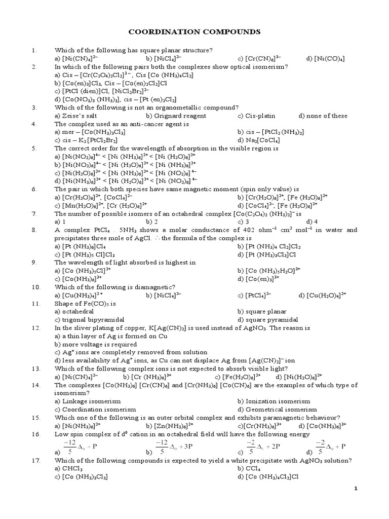 Cord Compd, Alc, Ether, Phenol | PDF | Coordination Complex | Methyl Group
