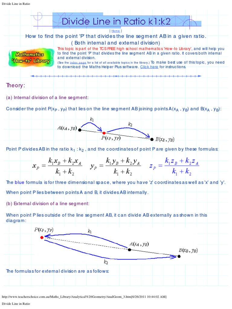 Divide Line in Ratio | PDF | Computer File | Formula