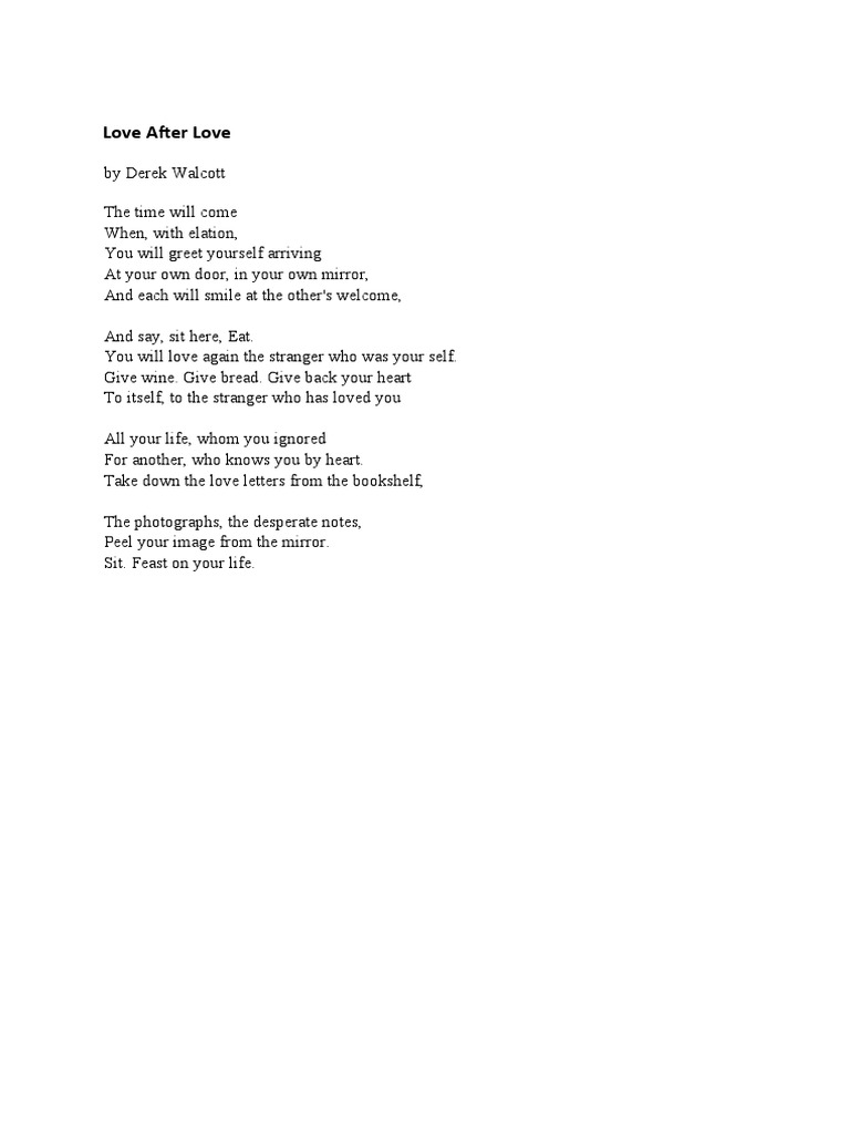 Love After Love Derek Walcott | PDF