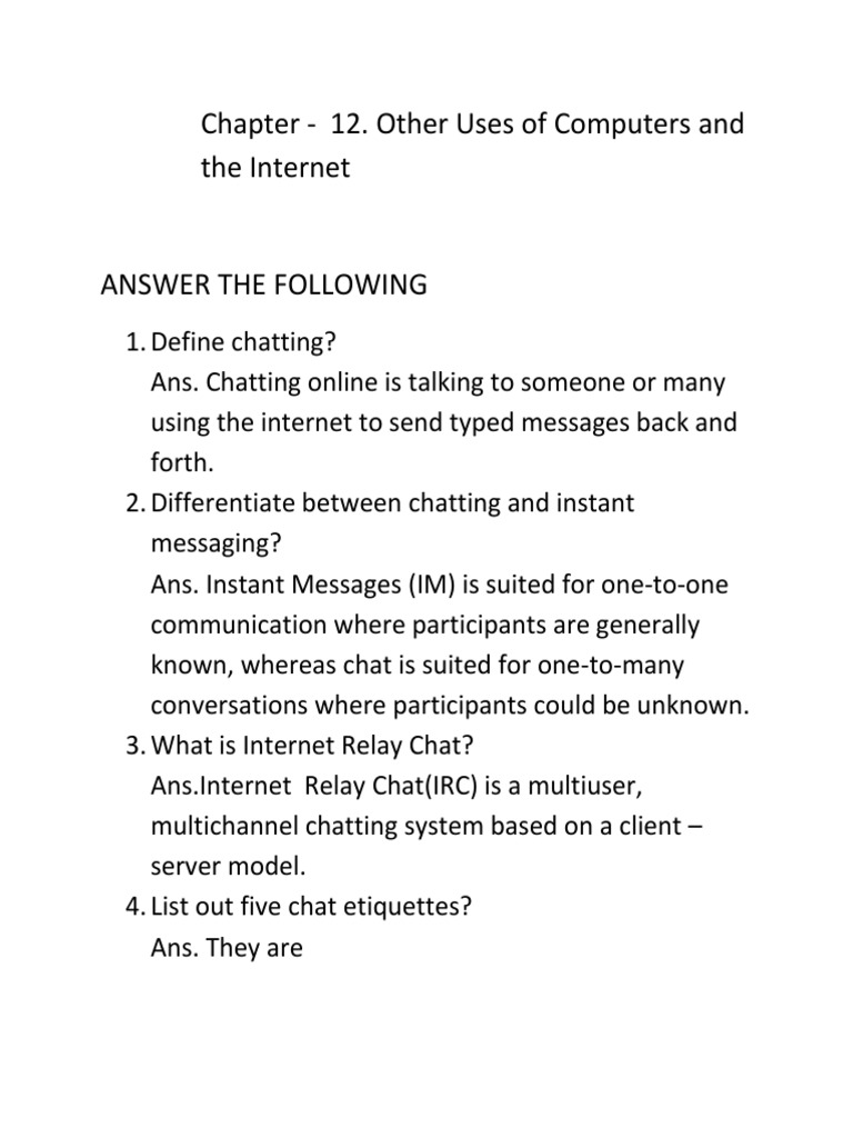 Chapter - 12. Other Uses of Computers and The Internet | PDF | Videotelephony | Conference Call