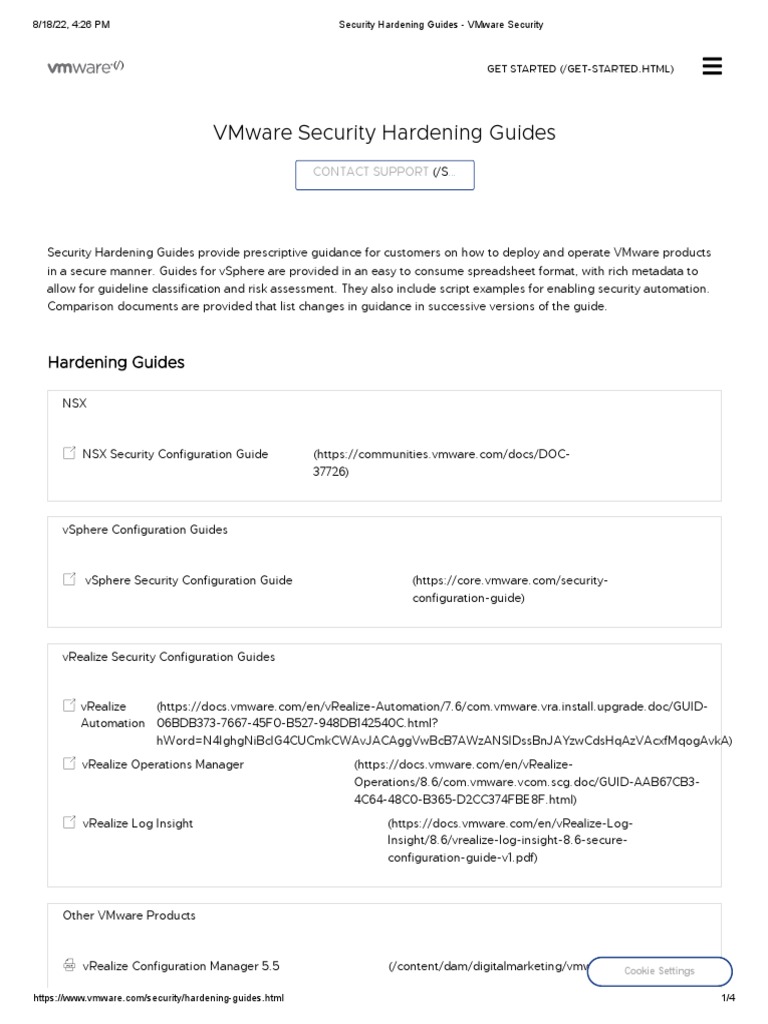 Security Hardening Guides - VMware Security | PDF | Http Cookie | Information Age