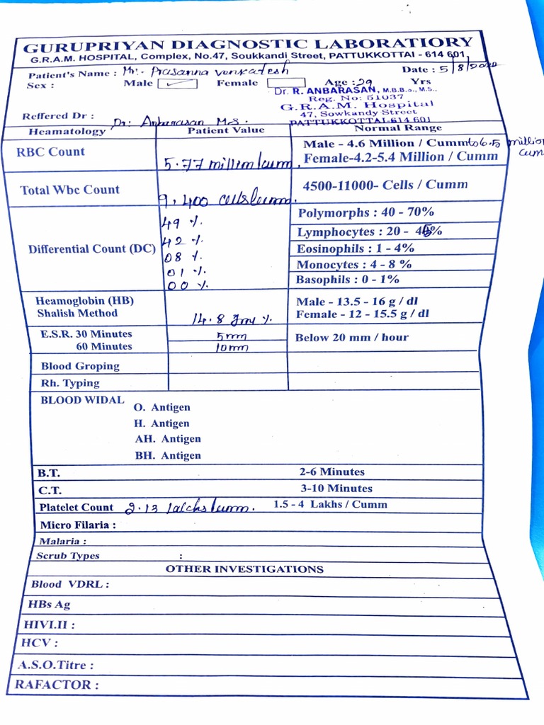 Blood test certificate | PDF | Cholesterol | Medical Specialties