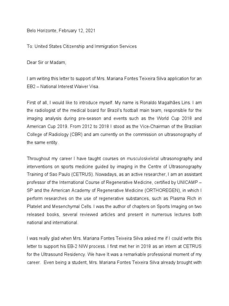 Recommendation Letter - Template | PDF | Radiology | Health Care