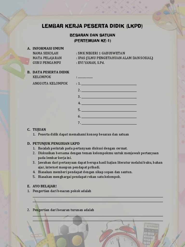 LKPD Besaran Dan Satuan | PDF