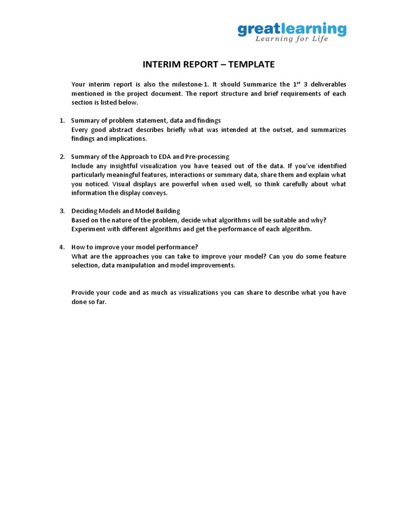 Interim Report Template for Milestone 1 | PDF | Business | Technology ...